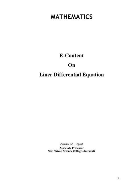 Liner Differential Equation Docx