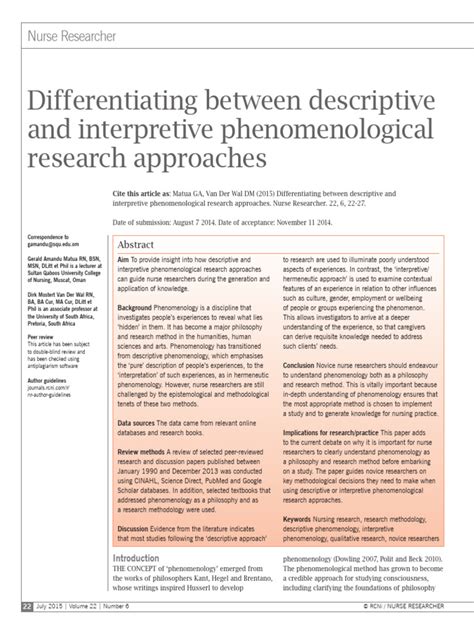Matua Et Al 2014 Differentiating Between Descriptive And Interpretive Phenomenological