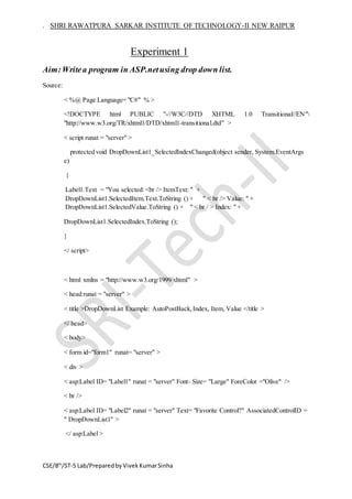 Lab Manual Asp Net