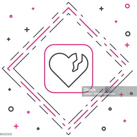 흰색 배경에 고립 된 깨진 마음 또는 이혼 아이콘 사랑의 상징 해피 발렌타인 데이 다채로운 개요 개념 벡터 건강한 생활방식에 대한 스톡 벡터 아트 및 기타 이미지 Istock