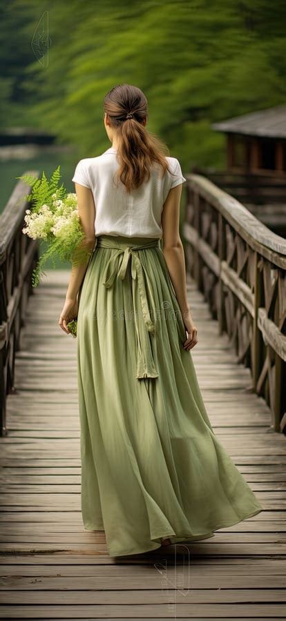 Girl Walking On A Bridge Stock Illustration Illustration Of Dress