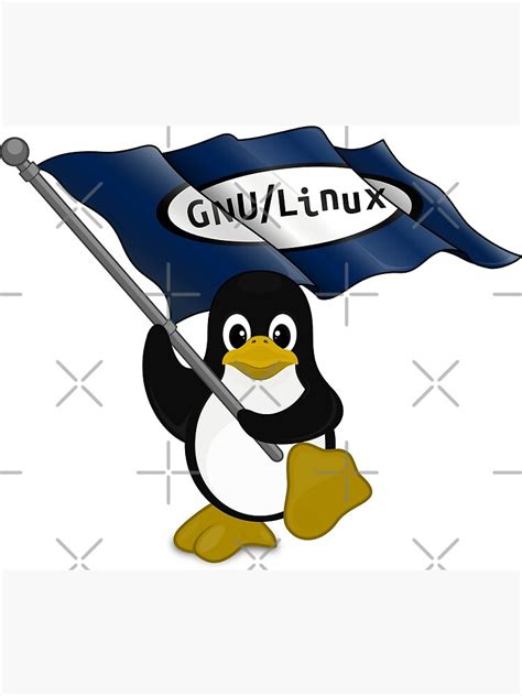 Tux GNU Linux Flag Penguin Poster By Orinemaster Redbubble