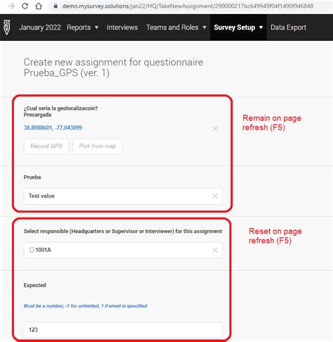 Different Properties Show Different Behavior When Assignment Creation Page Is Refreshed Issue