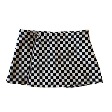 Unif Wink Skirt Cute Checkerboard Skirt With Heart Depop
