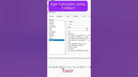 Age Calculate Using Today Function In Excel Dailyshorts Exceltips