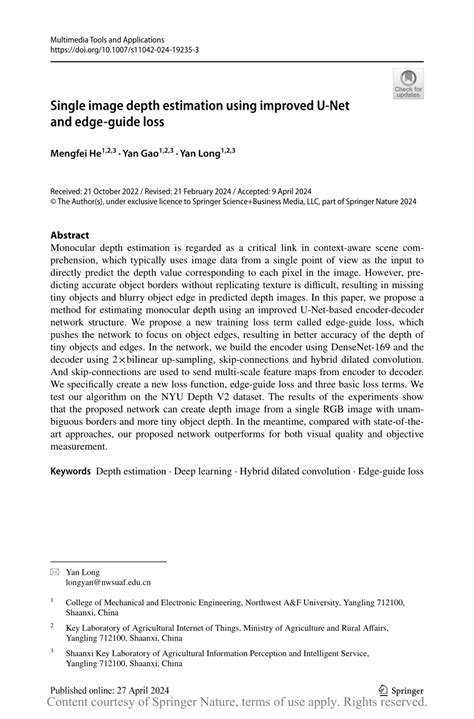 Single Image Depth Estimation Using Improved U Net And Edge Guide Loss