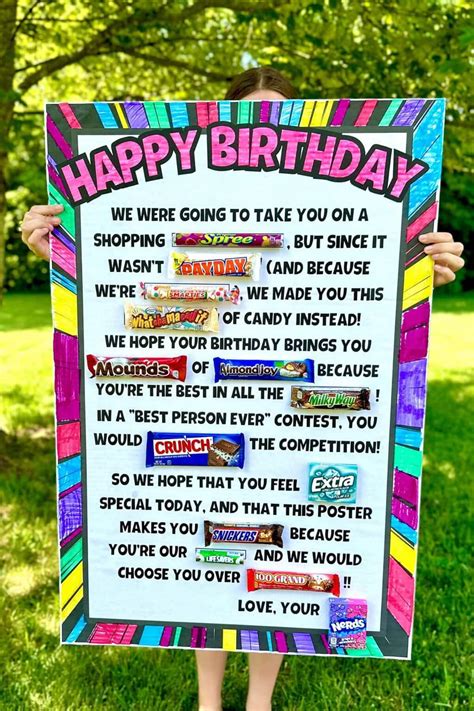 This Birthday Candy Poster Is A Favorite Diy Birthday T Idea