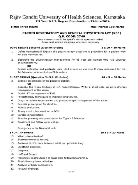 Cardio Respiratory And General Physiotherapy Pdf