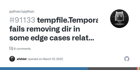 tempfile temporarydirectory fails removing dir in some edge cases