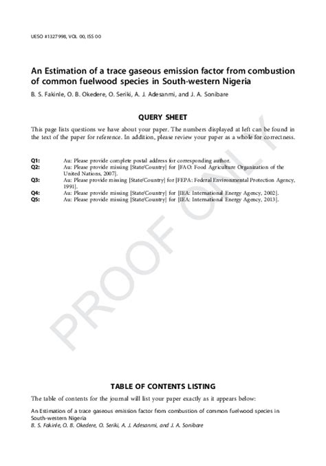 Pdf An Estimation Of A Trace Gaseous Emission Factor From Combustion Of Common Fuelwood