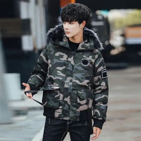 Зимняя куртка мужская уличная стильная камуфляжная Уплотнённый тёплый мужской с капюшоном куртки