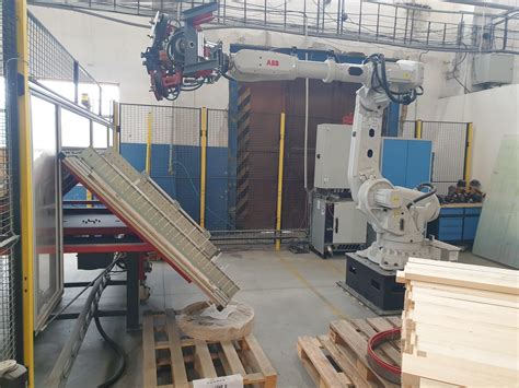 Abb Robot Line For The Production Of Pallets Woodworking Machine Used