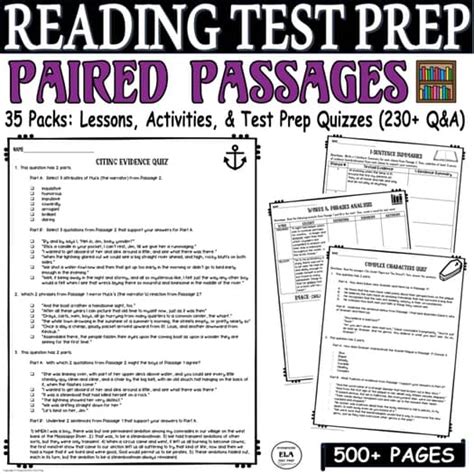 Paired Passages Questions Reading Comprehension Standardized Test Prep