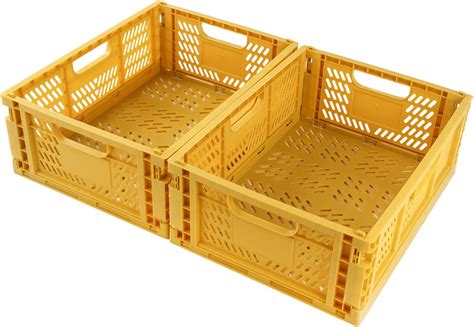 Spesh 2 Pcs Collapsible Storage Boxes Stackable Storage Baskets Folding Plastic Crates Foldable