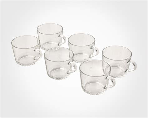 لیوان شیشه ای دسته دار 285 سی سی 6 عددی لیمون پلاسکو لیون