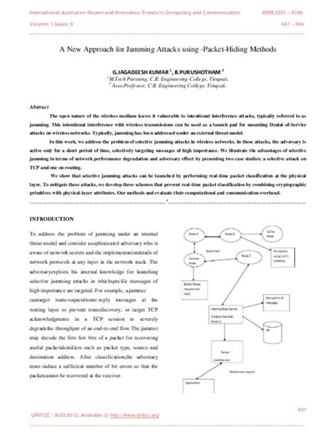 pdf a new approach for jamming attacks using packet hiding methods