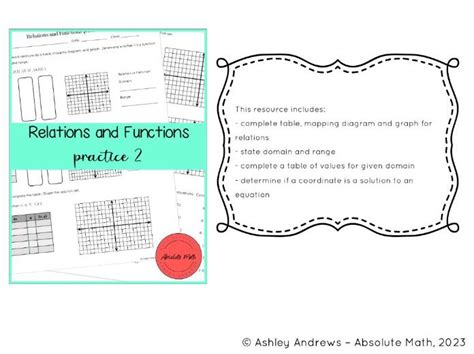 Relations And Functions Practice Teaching Resources