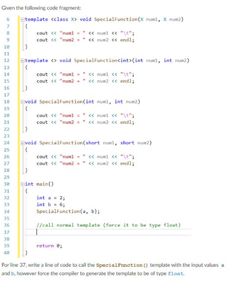 Solved Given The Following Code Fragment Đtemplate 〈class