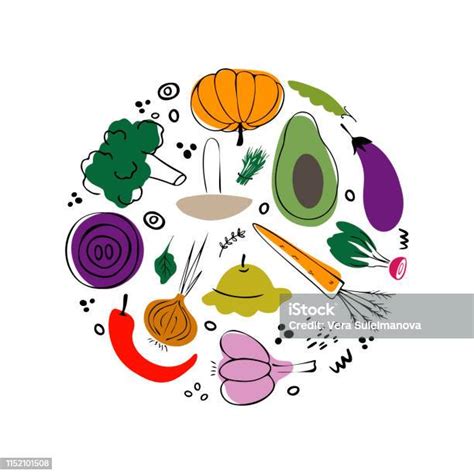 음식 손으로 그린 벡터 일러스트입니다 야채와 향신료 유기농 천연 및 신선한 제품 건강 한 음식 요리 재료 건강한 식생활에 대한 스톡 벡터 아트 및 기타 이미지 Istock