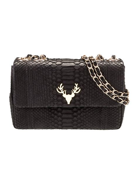 Taxidermy Python Shoulder Bag Black Shoulder Bags Handbags