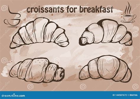Hand Drawn Beautiful Croissant Vector Illustration Stock Illustration