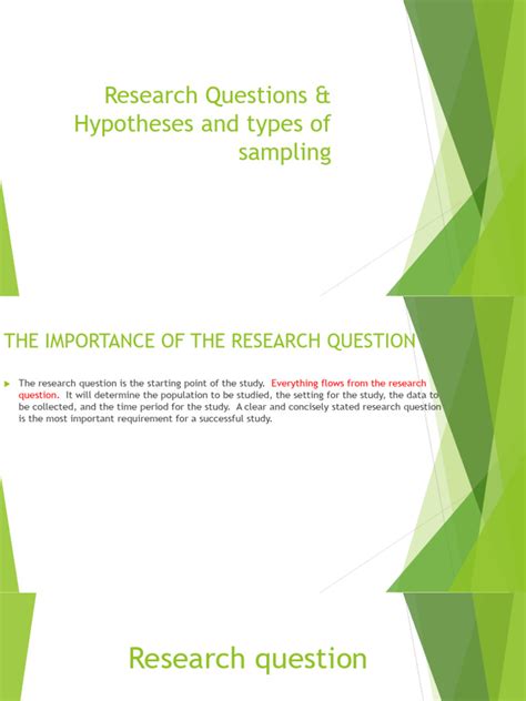 Research Questions And Hypotheses Pdf Sampling Statistics Hypothesis