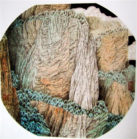 岩石工笔画 绘画岩石 工笔画石头图片 大山谷图库