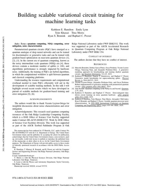 Building Scalable Variational Circuit Training For Machine Learning Tasks Pdf Quantum