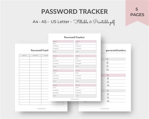 Printable And Fillable Password Tracker Password Log Password Etsy