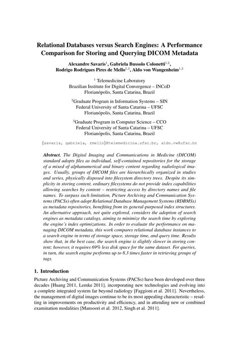 Pdf Relational Databases Versus Search Engines A Performance
