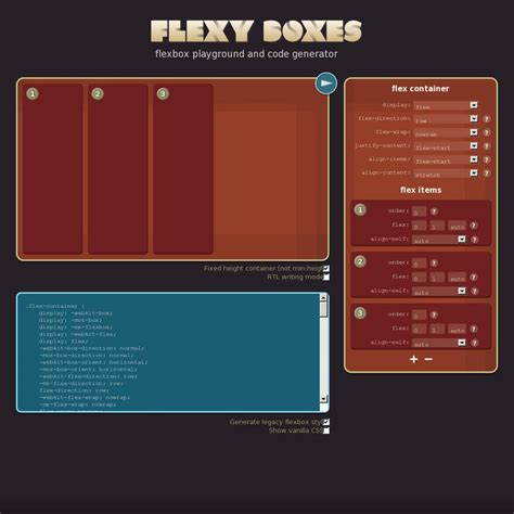 Flexy Boxes — Css Flexbox Playground And Code Generation Tool Coding Css Playground