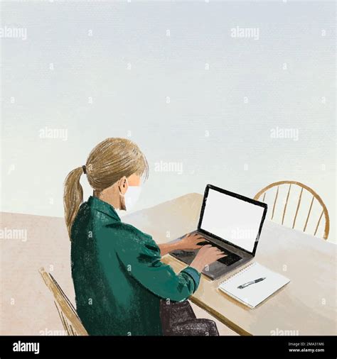 Remote Working Background Vector In The New Normal Color Pencil