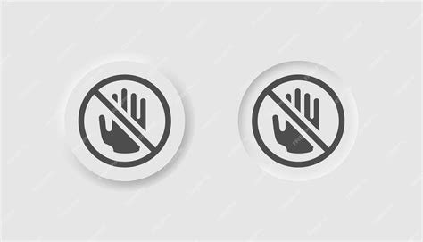Neumorphism 스타일의 손 금지 아이콘 비즈니스 흰색 Ui Ux 아이콘 기호를 만지지 마십시오 경고 금지 위험을 밀지