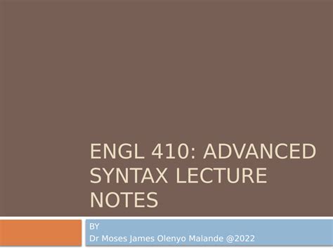 Pdf Advanced Syntax Lesson Notes