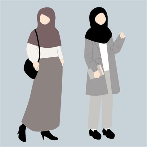 Duas Mulheres De Pé Uma Ao Lado Da Outra Uma Usando Um Hijab E A Outra Usando Um Lenço Cinza