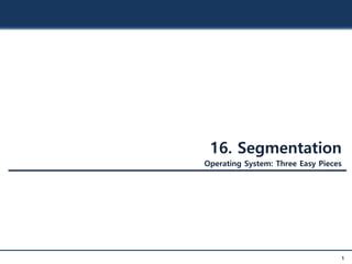16 Segmentation Technique In Operating System PPT