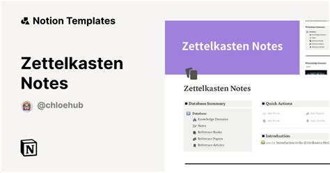 Zettelkasten Notes Template By Chloe Hub Notion Marketplace