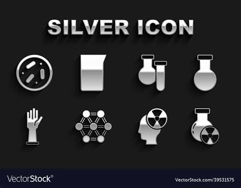 Set Molecule Test Tube And Flask Radiation Head Vector Image