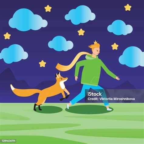 구름 어린 왕자 여우책 플롯으로 사랑 개념 책 캐릭터로 작은 왕자와 플랫 벡터 스톡 일러스트 인쇄를위한 동화 줄거리 귀여운에 대한 스톡 벡터 아트 및 기타 이미지 Istock