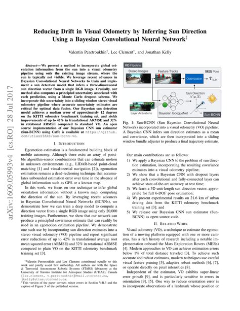 Pdf Reducing Drift In Visual Odometry By Inferring Sun Direction Using A Bayesian