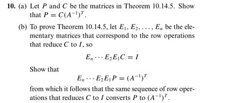 Solved A Let P And C Be The Matrices In Theorem Chegg