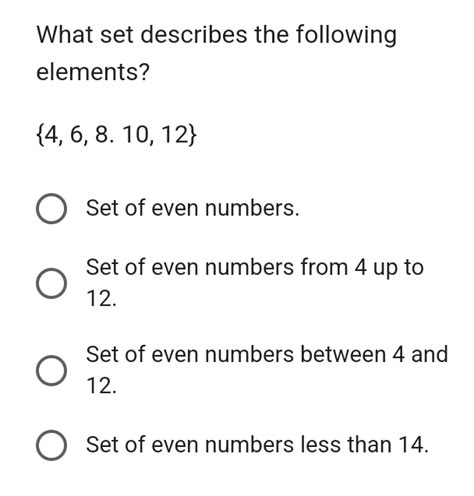 What Set Describes The Following Elements StudyX