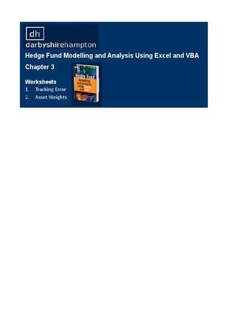 Hedge Fund Modelling And Analysis Using Excel And Vba Worksheets Pdf Financial Economics
