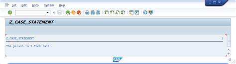 Sap Abap Case Statement