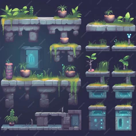 2d Game Assets For Platform Game Inside Style Premium Ai Generated Image