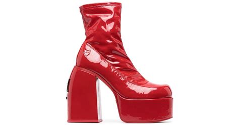 Naked Wolfe Sugar Mm Platform Boots In Red Lyst