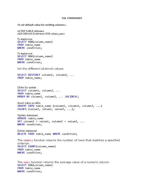 Sql Commands Pdf Information Retrieval Data