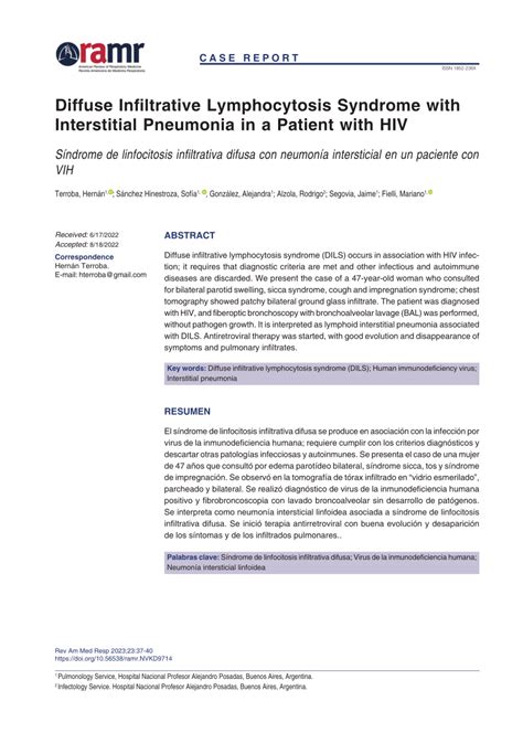 Pdf Diffuse Infiltrative Lymphocytosis Syndrome With Interstitial