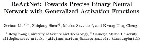 Reactnet 论文解读：towards Precise Binary Neural Network With Generalized Activation Functions