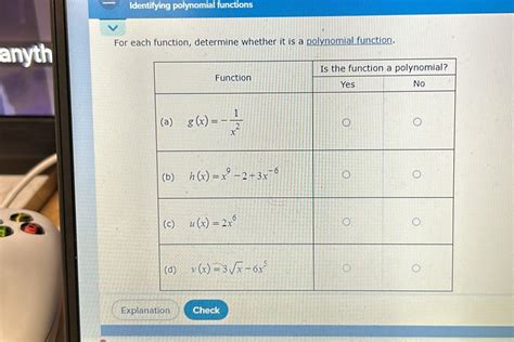 Solved Identifying Polynomial Functions Anyth For Each Function